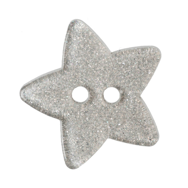 Buttons: Star: Glitter: 18mm: Silver – Cotton Pod