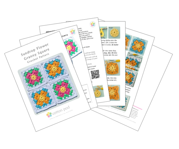 COTTON POD Sundrop Flower Granny Square ~ Crochet Pattern (PDF DOWNLOA ...