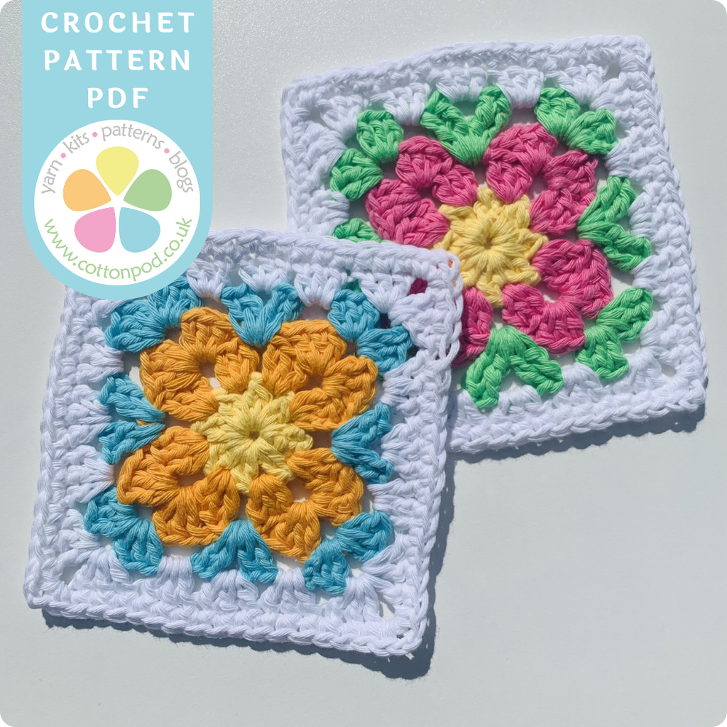 COTTON POD Sundrop Flower Granny Square ~ Crochet Pattern (PDF DOWNLOA ...